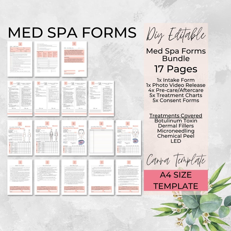 DIY Med Spa Forms, Consent & Treatment Charts (A4, Canva) - Etsy