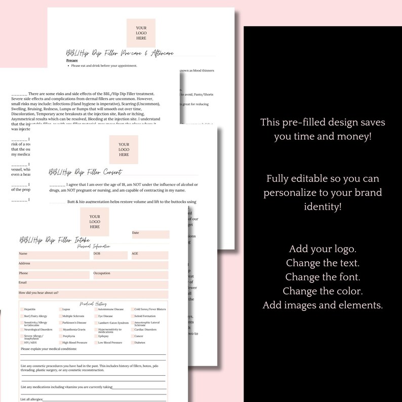 BBL Hip Dip Filler Forms, Med Spa Consent, Canva Template - Etsy UK