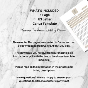 General Treatment Liability Waiver, Printable 1 Page PDF, Business Form ...