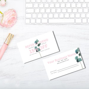 Editable Client Referral Card, Feminine Refer a Friend Template ...