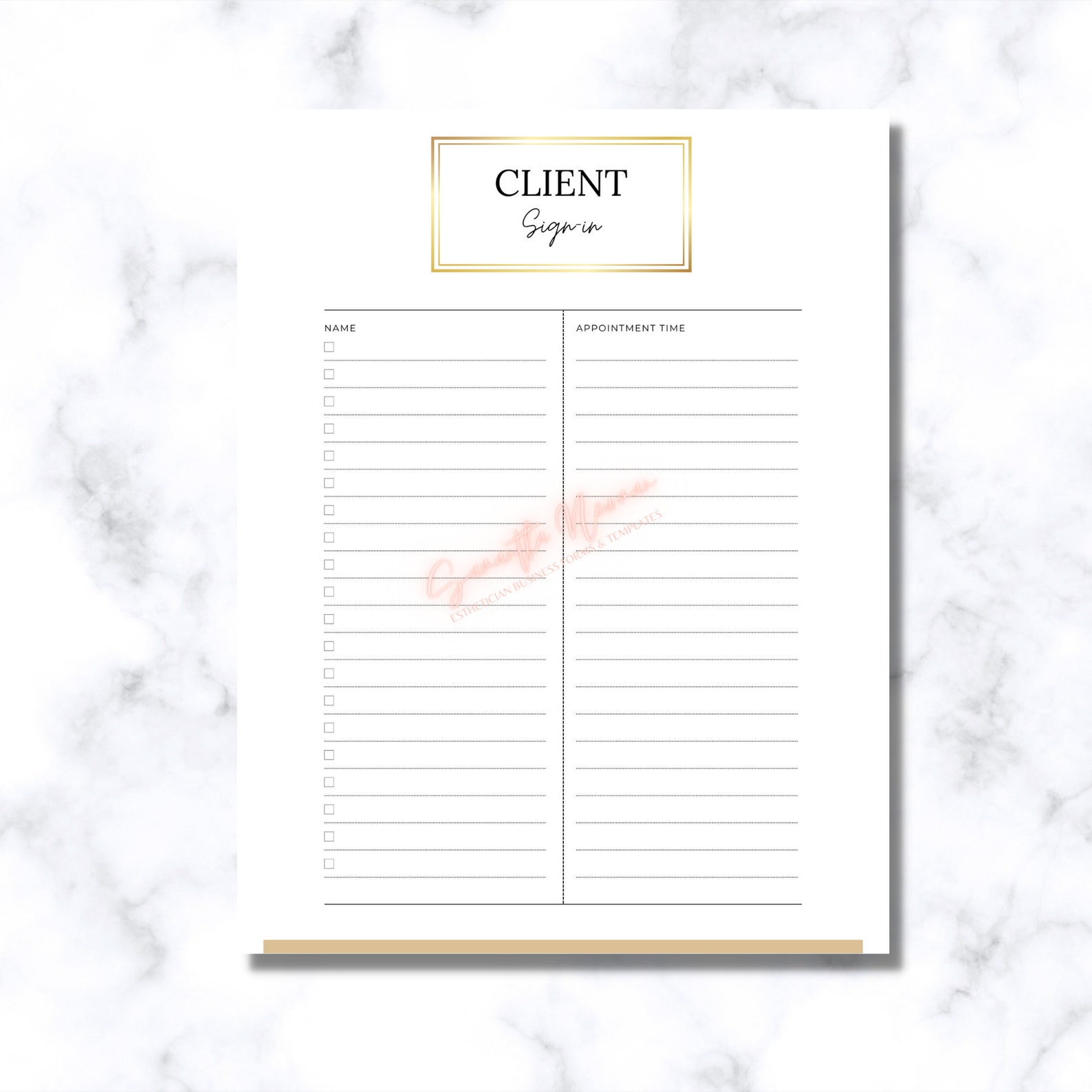 Printable Client Sign-in Sheet Template for Estheticians | Etsy