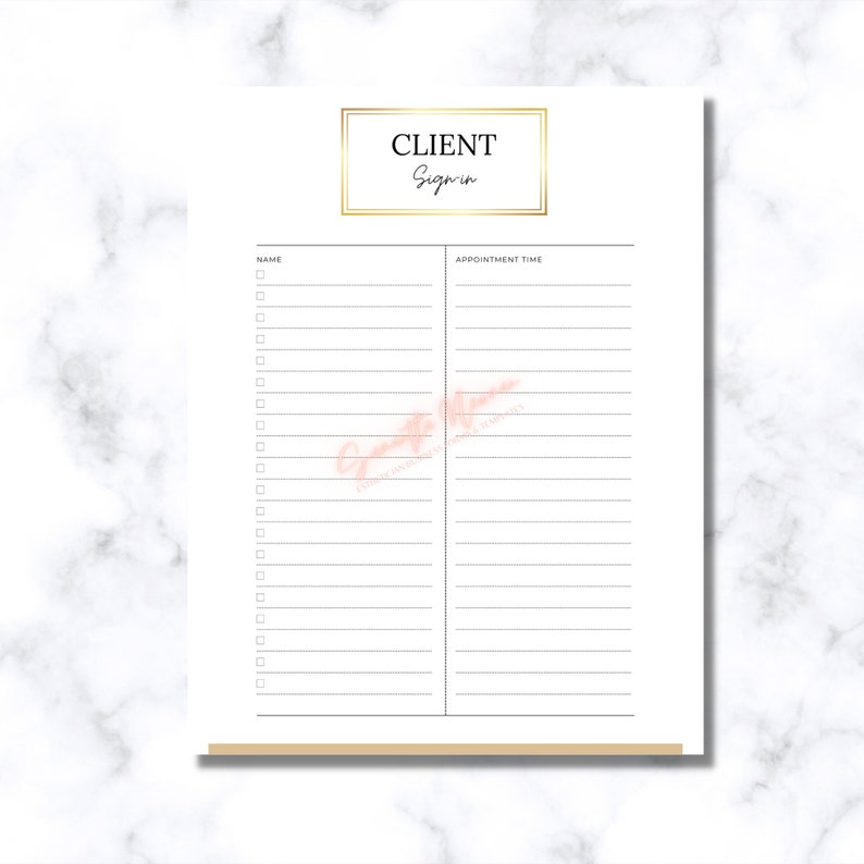 Printable Client Sign-in Sheet I Non-editable I Versatile Sign - Etsy