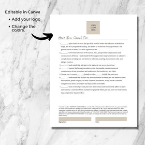 Henna Brow Intake and Consent Form, DIY Editable Printable 2 Page Canva ...