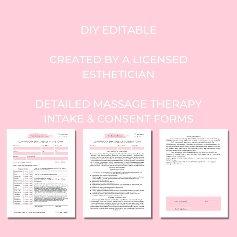 Cupping Gua Sha Intake Form Consent Form Massage Therapy - Etsy Hong Kong