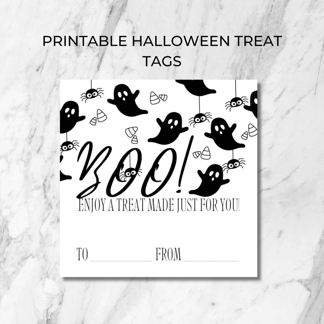 Printable Black and White Halloween Treat Tags, DIY Candy Tag, Boo ...