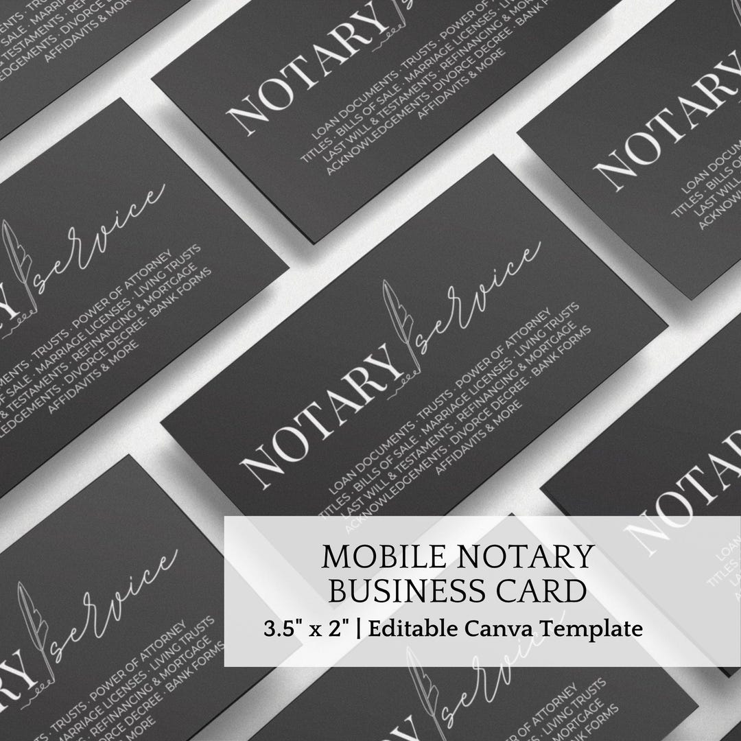 Modern Notary Business Card Template, Editable Canva Design - Etsy