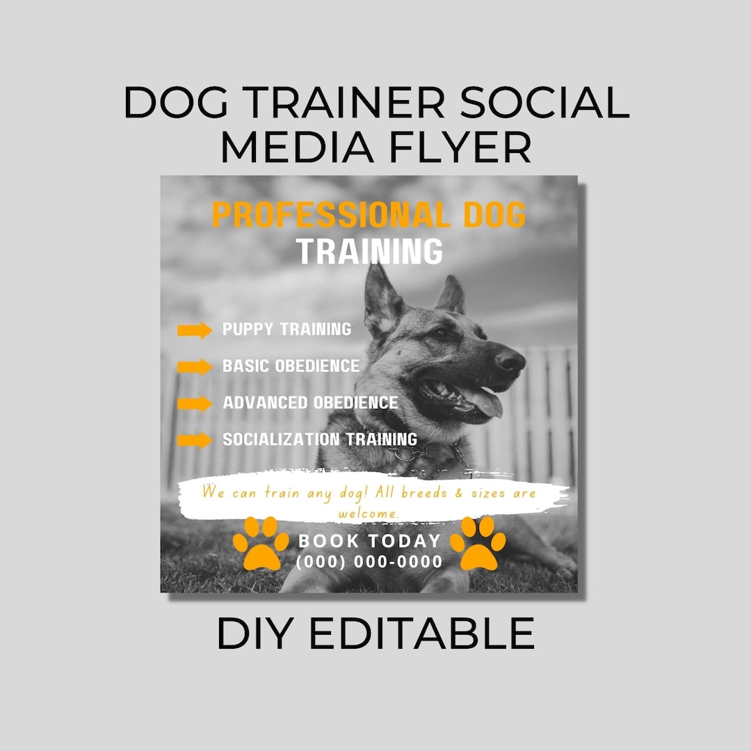 Dog Training Flyer Template, Dog Trainer Flyer, Professional Dog ...