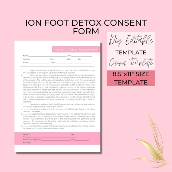 Ion Foot Detoxification Consent Form DIY Editable 1 Page - Etsy