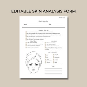 Editable and Printable Skin Analysis Form Template for Estheticians ...