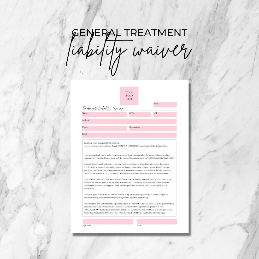 Treatment Liability Waiver: Spa, Salon, Esthetician Form (editable ...
