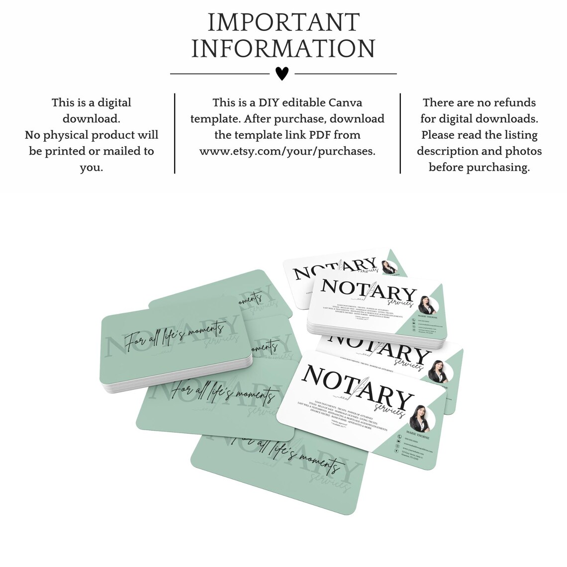 Editable Notary Business Card Template, Mobile Notary Design (canva) - Etsy