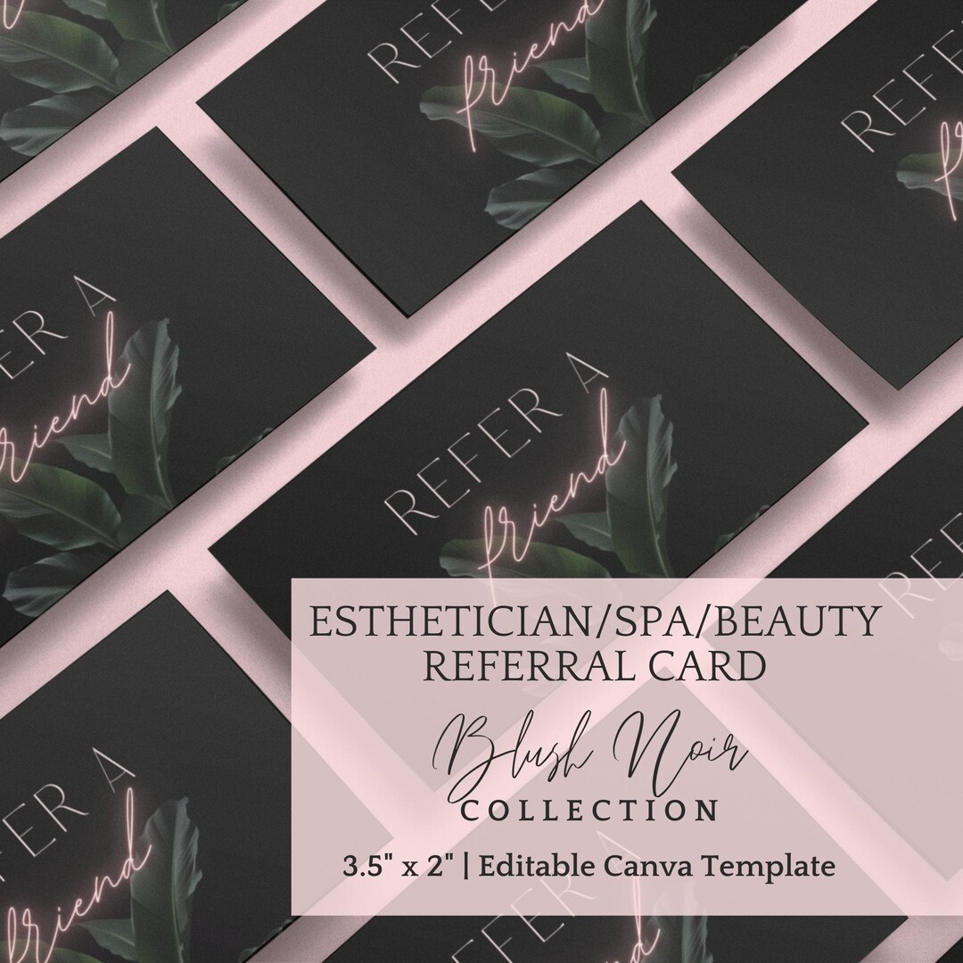 Esthetician Referral Card Template, Modern Spa Business Card (editable ...