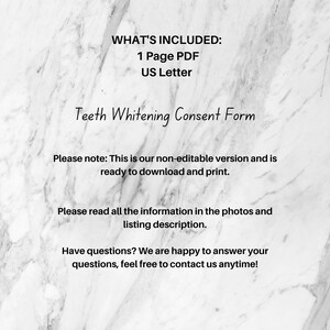 Teeth Whitening Consent Form, Printable 1 Page PDF, Tooth Bleaching ...