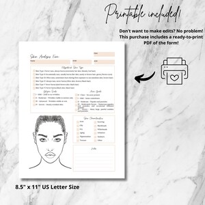 Skin Analysis Form With Face Chart I Skin Consultation I DIY Editable ...