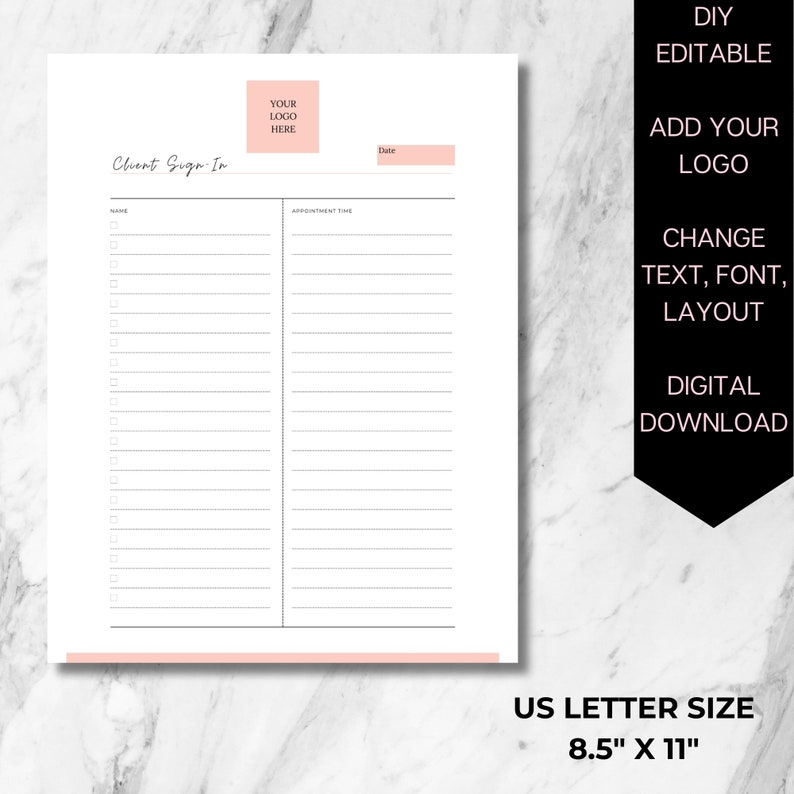 Sign-in Sheet Template, DIY Editable, Printable Pdfs, Appointment ...