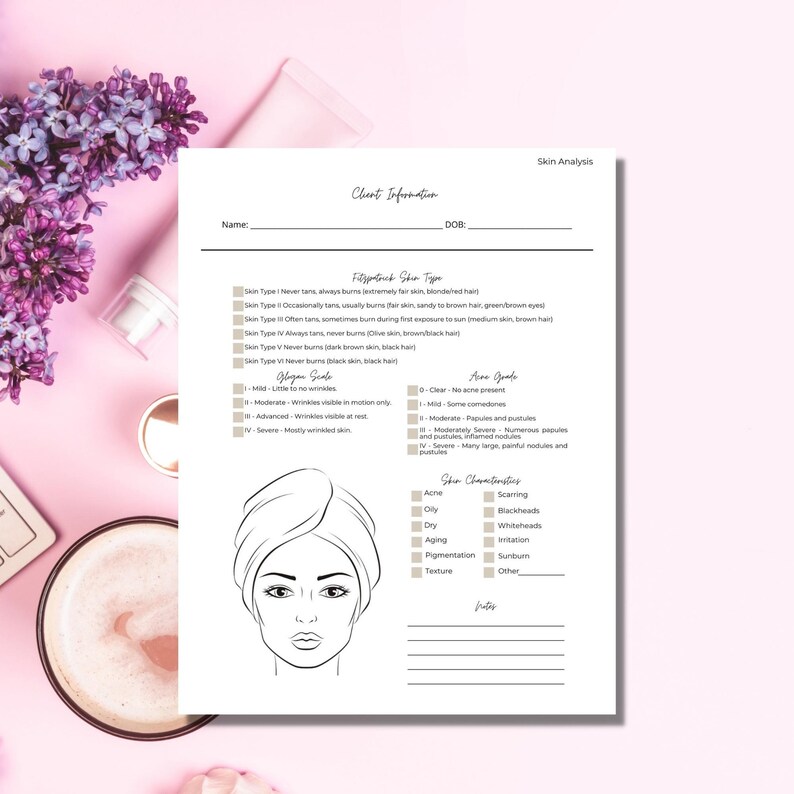 Editable and Printable Skin Analysis Form Template for - Etsy