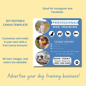 Dog Training Flyer Template, Dog Trainer Flyer, Professional Dog ...
