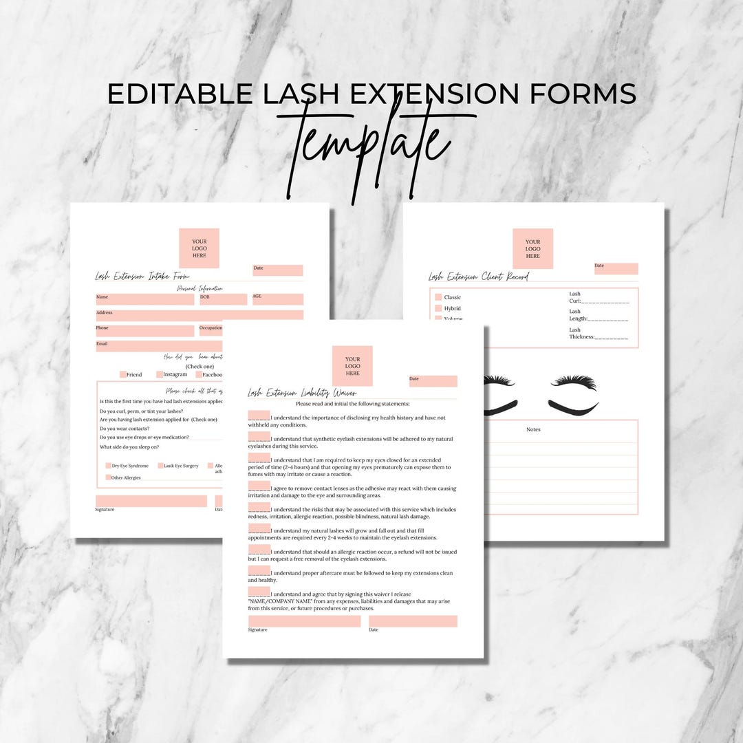 Lash Extension Forms | Intake, Consent, Client Lash Mapping Record ...