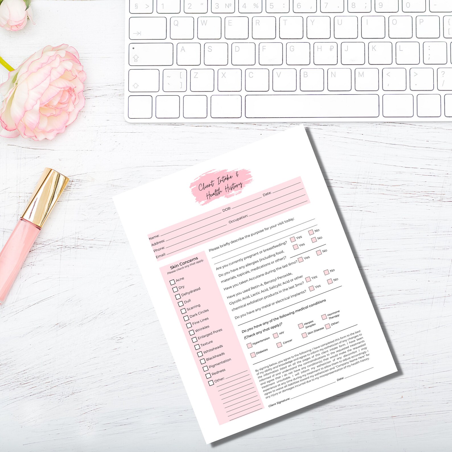Editable Esthetician Client Intake Form Editable Printable - Etsy