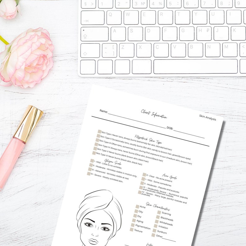 Editable and Printable Skin Analysis Form Template for - Etsy