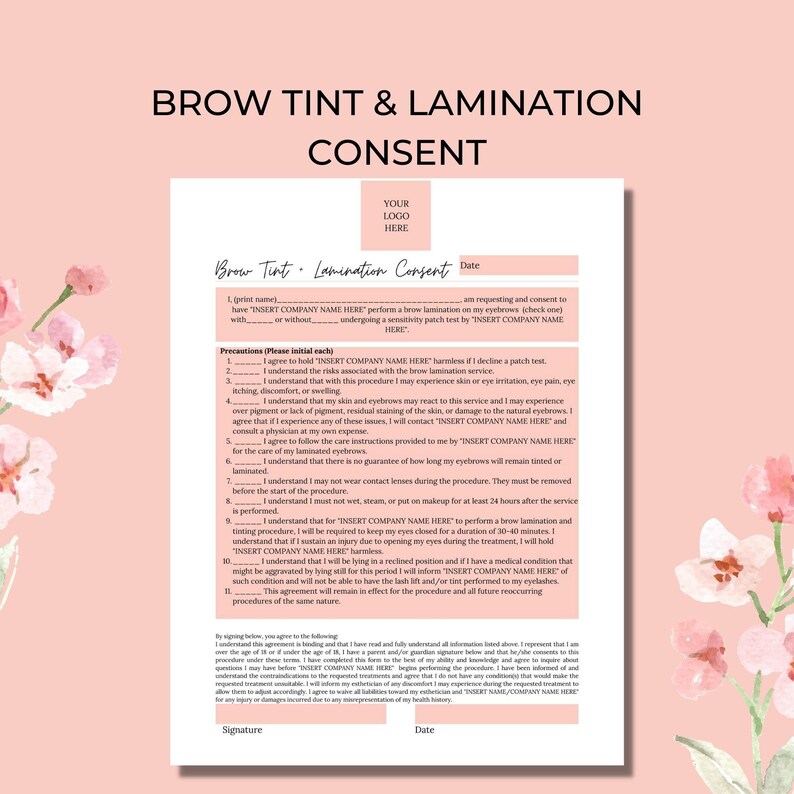 Brow Tint and Brow Lamination Consent Form With Patch Test - Etsy