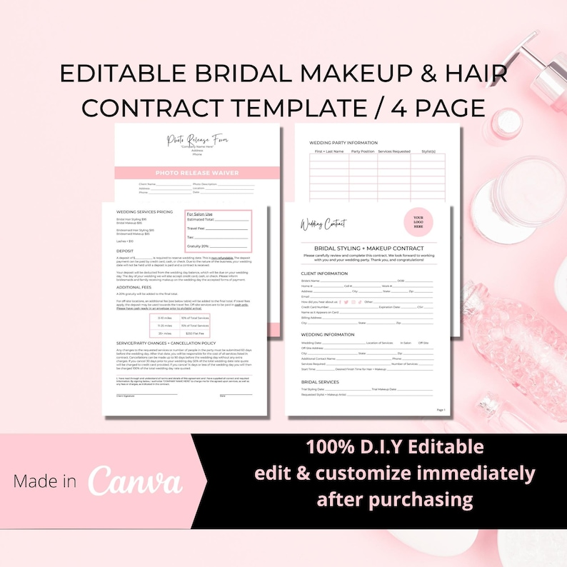 Editable Bridal Makeup and Hair Contract Template I Wedding | Etsy