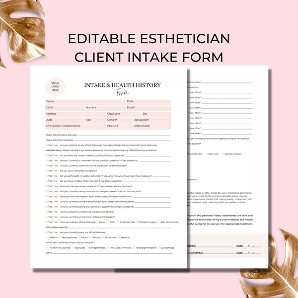 Client Skin Intake and Release Forms - Etsy