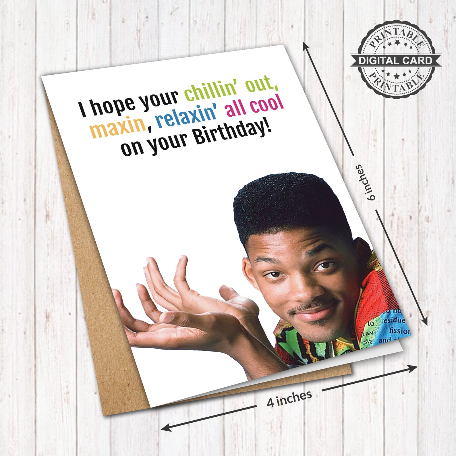 Will Smith Printable Birthday Card, the Fresh Prince of Bel-air Chillin ...
