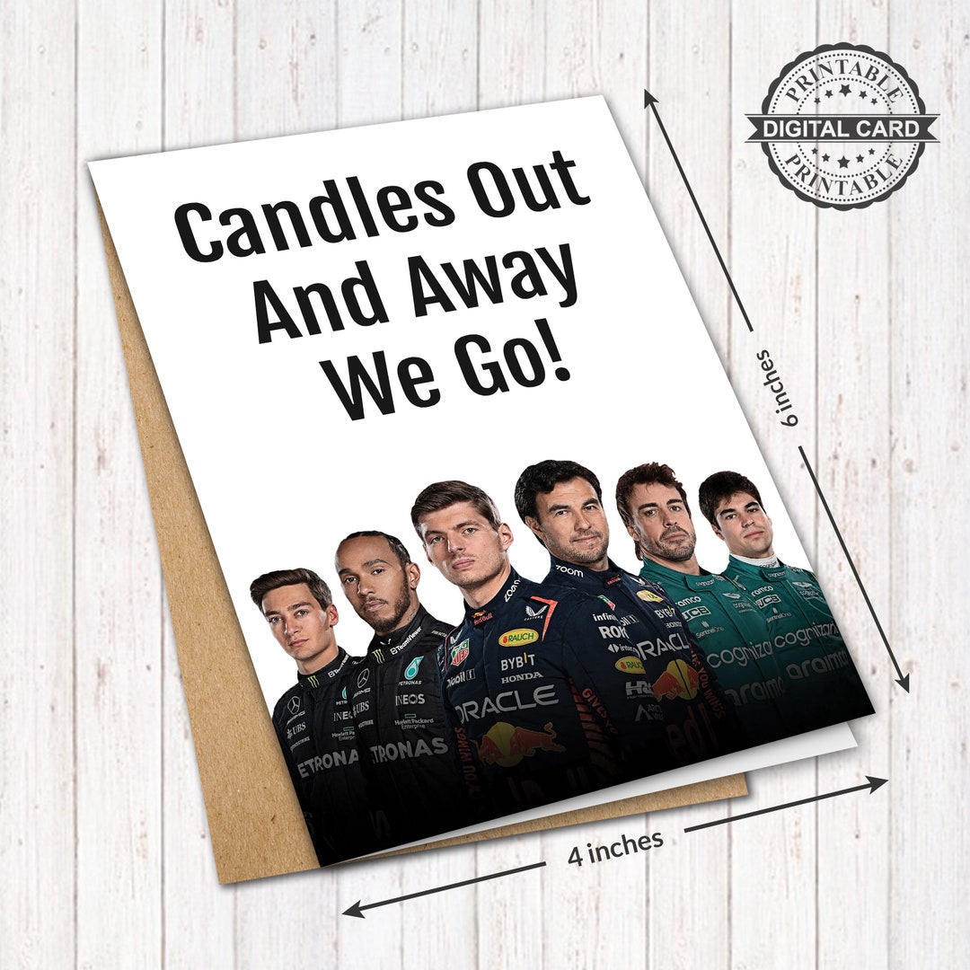 F1 Red Bull Printable Birthday Card, Max Verstappen, Lewis Hamilton ...