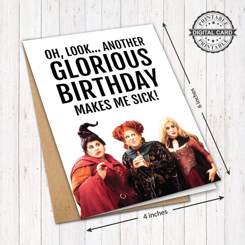 Funny Hocus Pocus Printable Birthday Card, Another Glorious Birthday ...