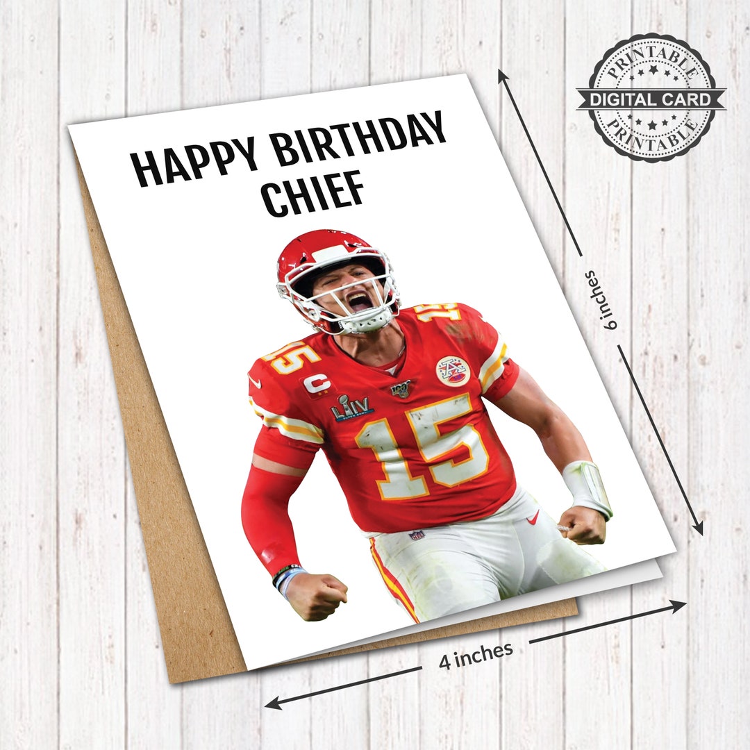 Patrick Mahomes Printable Birthday Card, Kansas City Chiefs American ...