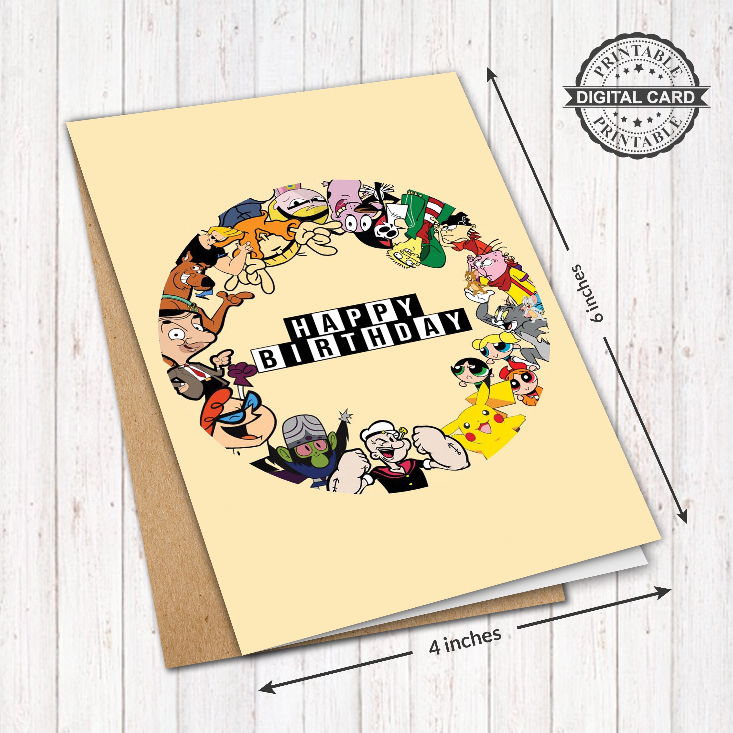 Cute Cartoon Network Printable Birthday Card, Early 2000s Cartoon Lover ...