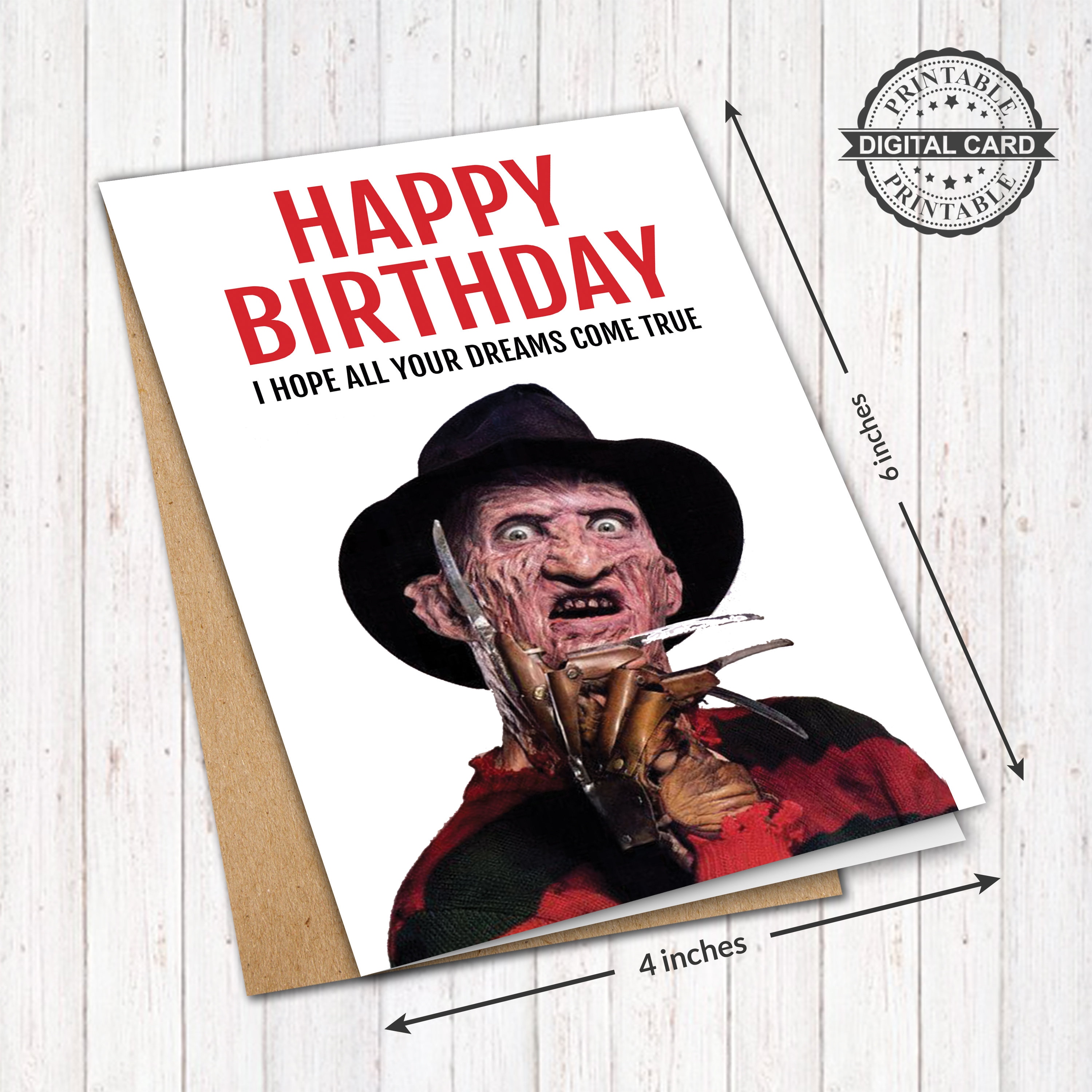 Scary Freddy Krueger Printable Birthday Card, A Nightmare on Elm Street ...