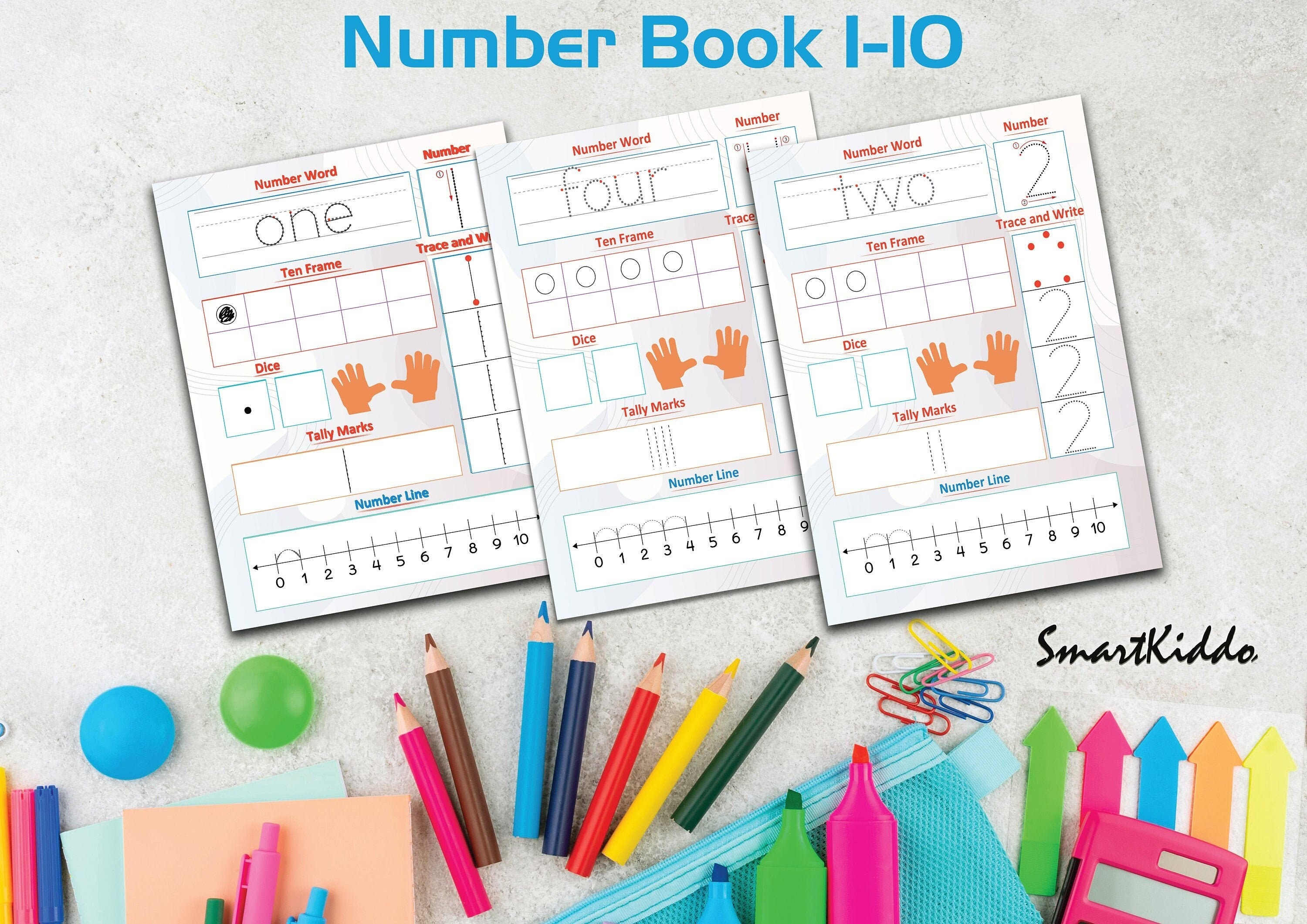 Children Printable Worksheets Numbers 1-10 for Learning, Homeschool ...