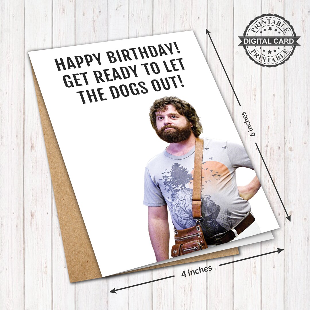 Movie Hangover Printable Birthday Card, Funny Alan Birthday Card Print ...