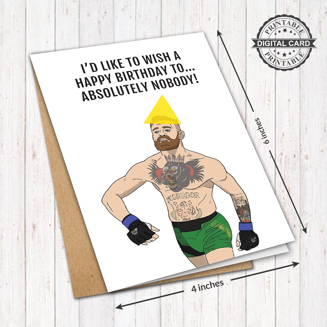 Conor Mcgregor Birthday Card, Funny Ufc Fighter Conor Card Print PDF ...