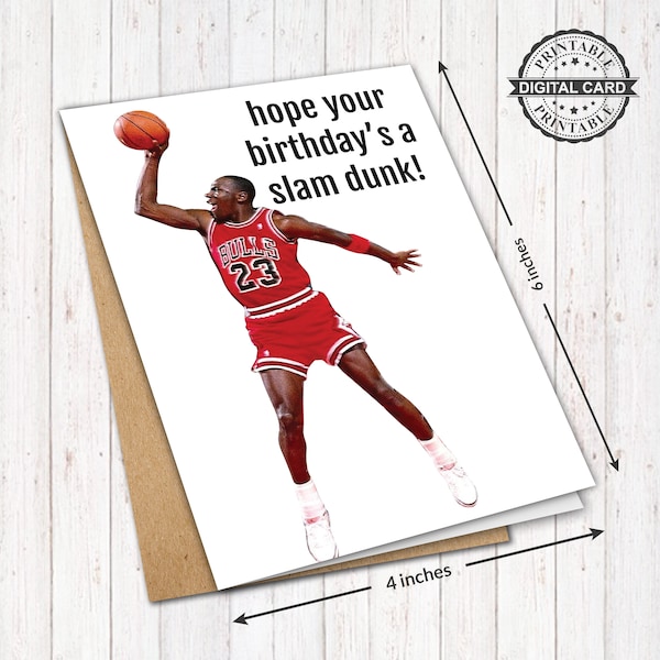 Michael Jordan Birthday Card Printable - Etsy