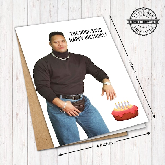 The Rock Printable Birthday Card Dwayne Johnson Birthday Card - Etsy