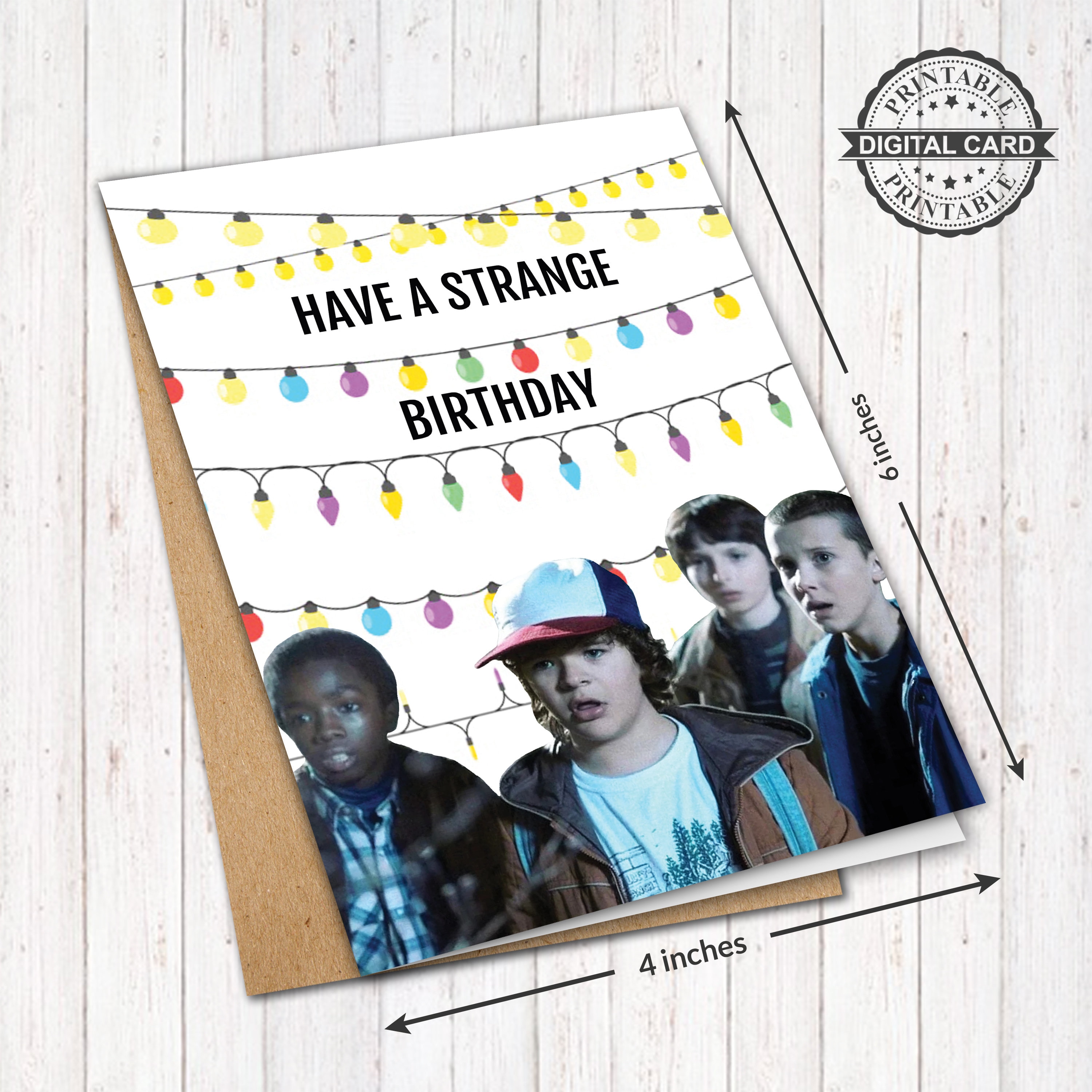 Stranger Things Birthday Card, Tv Series Birthday Card, PDF 4x6 ...