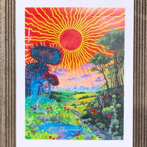 Trippy Sun Print - Etsy