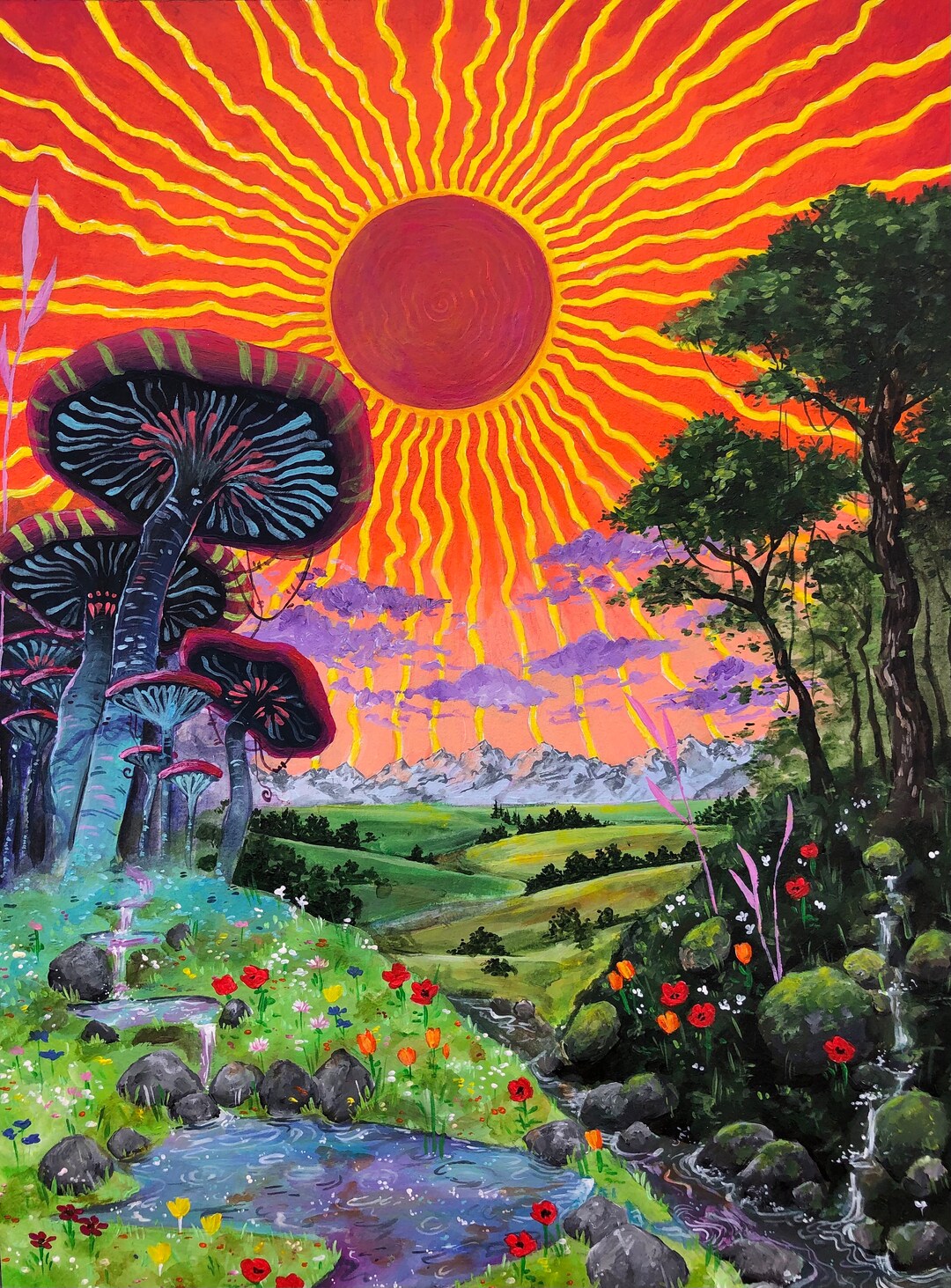 Trippy Sun Print - Etsy