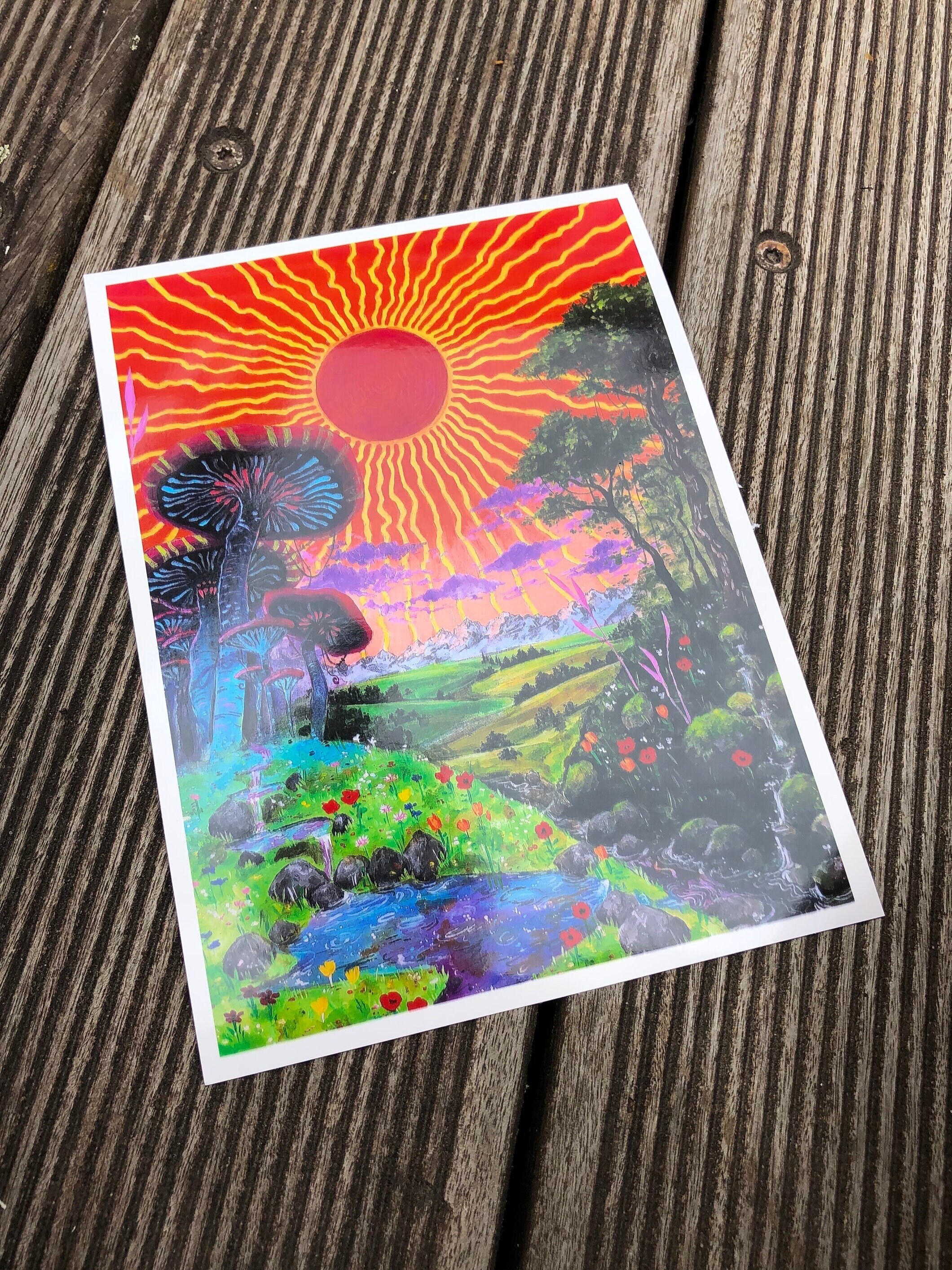 Trippy Sun Print - Etsy