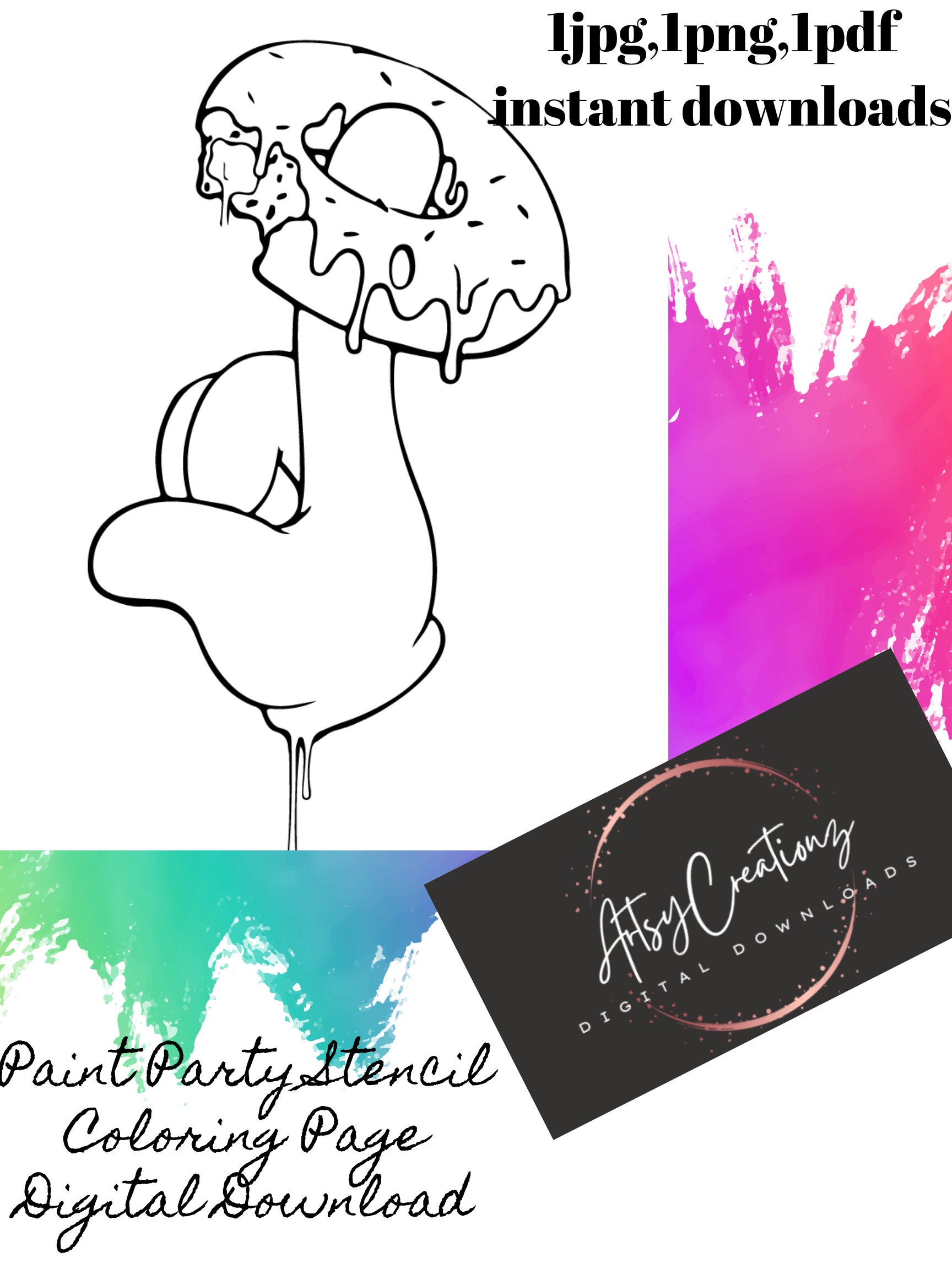 Grown N Sexy, Juicy Hole Paint Party Stencil/downloadable - Etsy