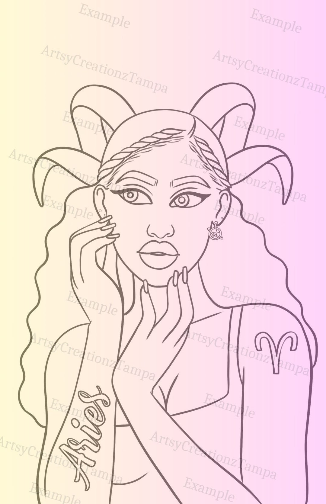 Zodiac Baddies/ Aries Season Paint Party Presketched Canvas Stencil ...