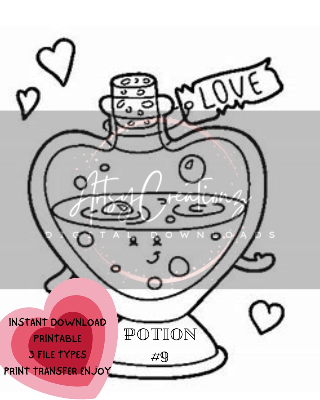Love Potion #9 Paint Stencil/downloadable - Etsy
