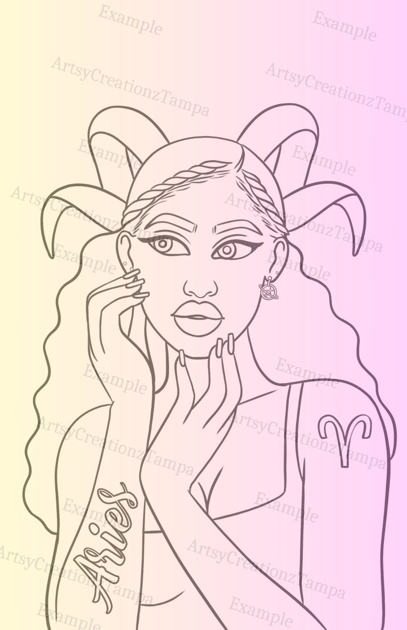 Zodiac Baddies/ Aries Season Paint Party Presketched Canvas Stencil ...