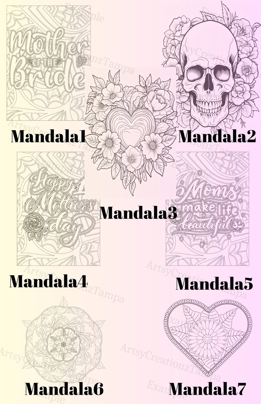 Mandala Stencil & Coloring Pages Bundle - Etsy