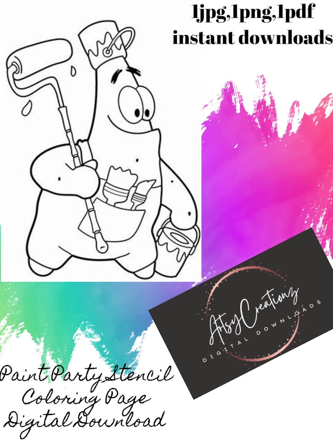 Patrick Starr Paint Party Printable Stencil/downloadable - Etsy