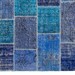 Modern Handmade Patchwork Rug in Shades of Blue, Wool and Cotton ...