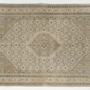 5.4x7.7 Ft One of a Kind Hand-knotted Vintage Oushak Rug in Neutral ...